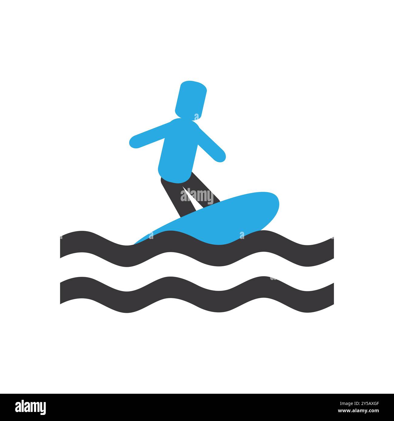 : Simple Blue Icon of Person Surfing on Waves Stock Vector Image & Art ...