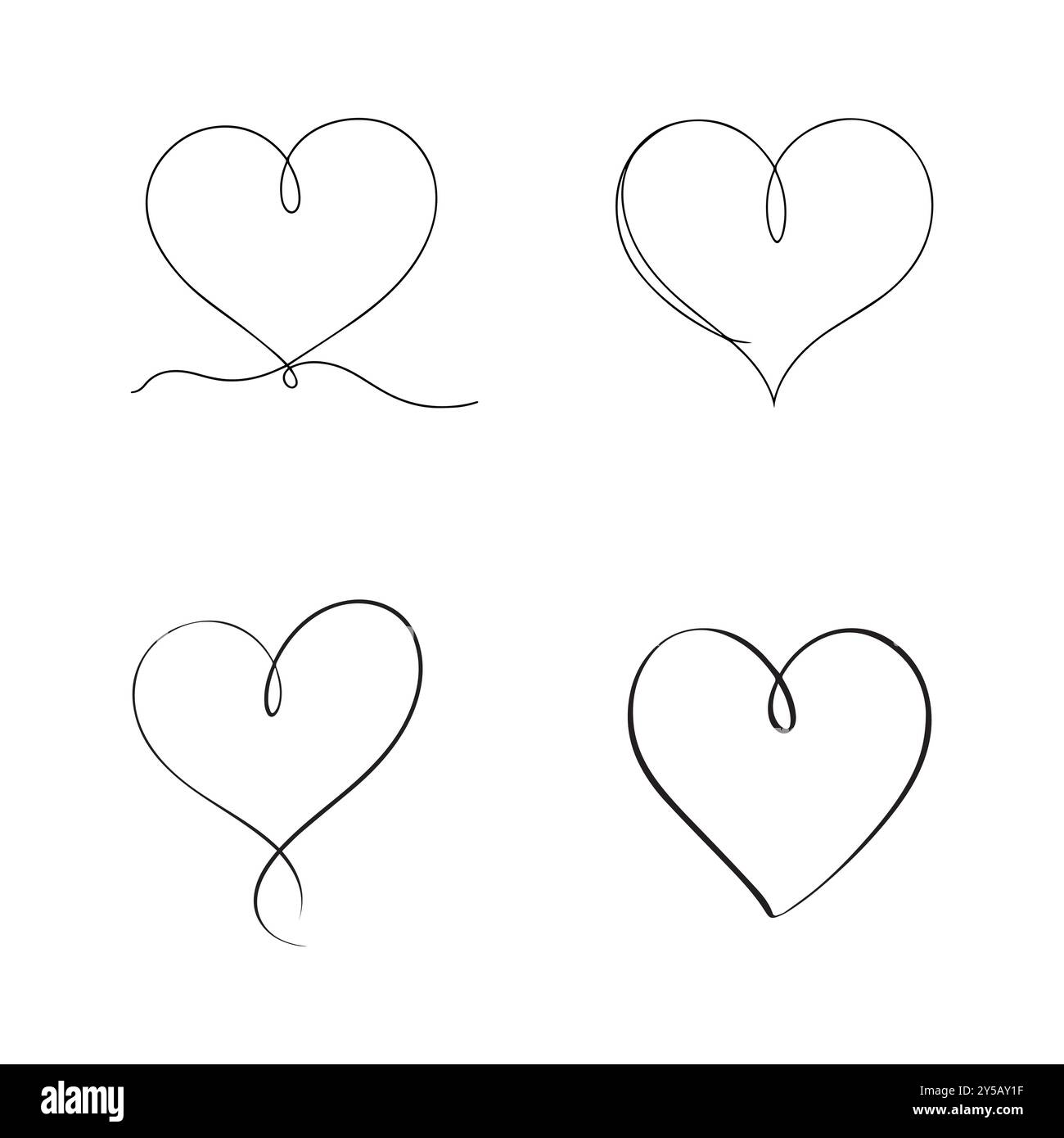 Outlined heart vector icons. Vector hearts for valentine day. Unique ...
