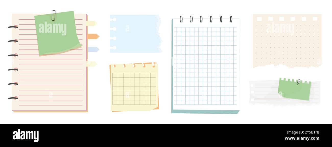 Memo notes, paper for note with clip, postit. Planner notebook page ...