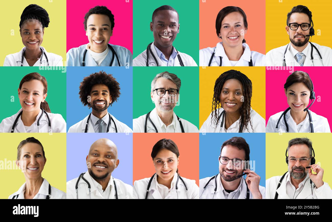Diverse Doctor Faces Photo Collage. Multiethnic Group Stock Photo - Alamy