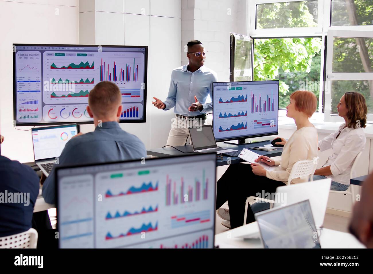 KPI Dashboard Graph Presentation In Classroom. Business Training Stock ...