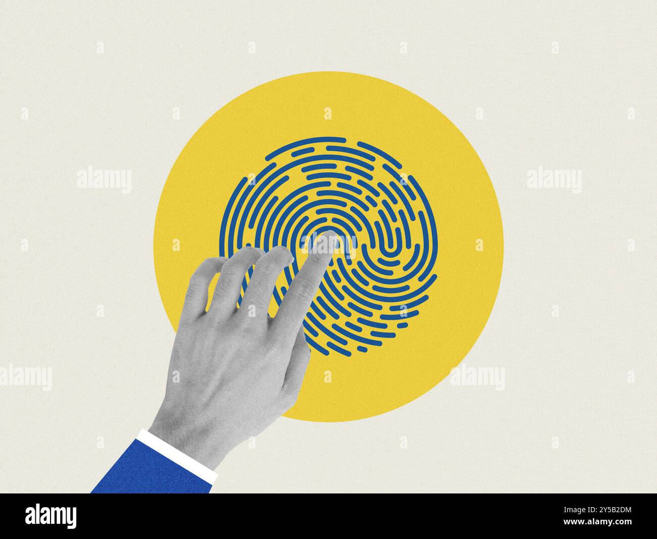 A Business Person Finger Touching Fingerprint Security Future
