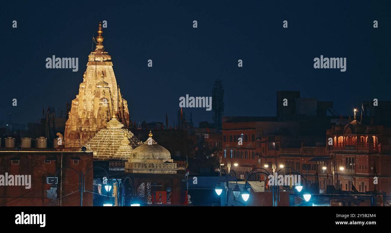 Jaipur, Rajasthan, India. Sita Ram Ji Ka Temple In Night Illumination ...