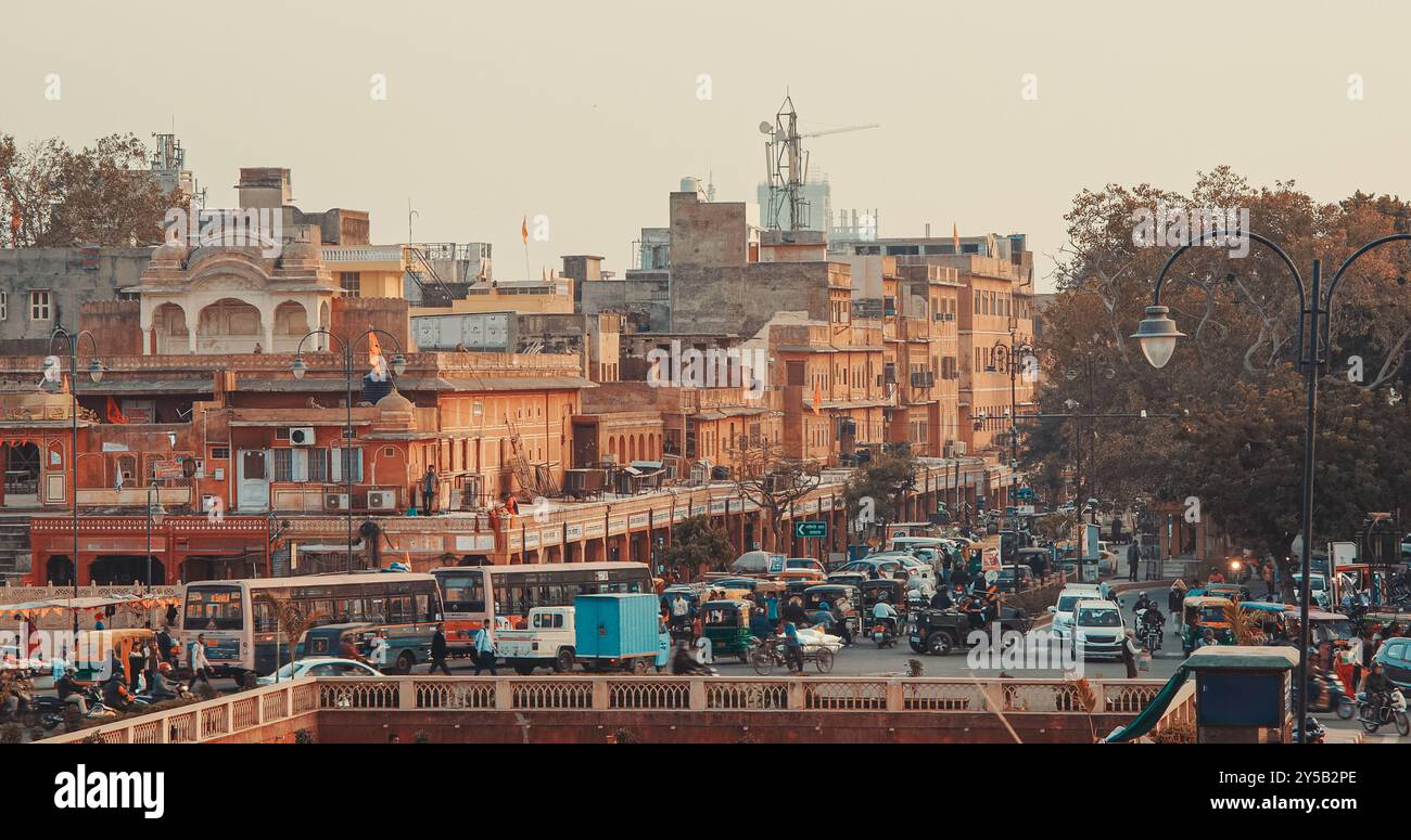 Jaipur, Rajasthan, India. Traffic On Chanpole Bazar Rd. Chhoti Chopad ...