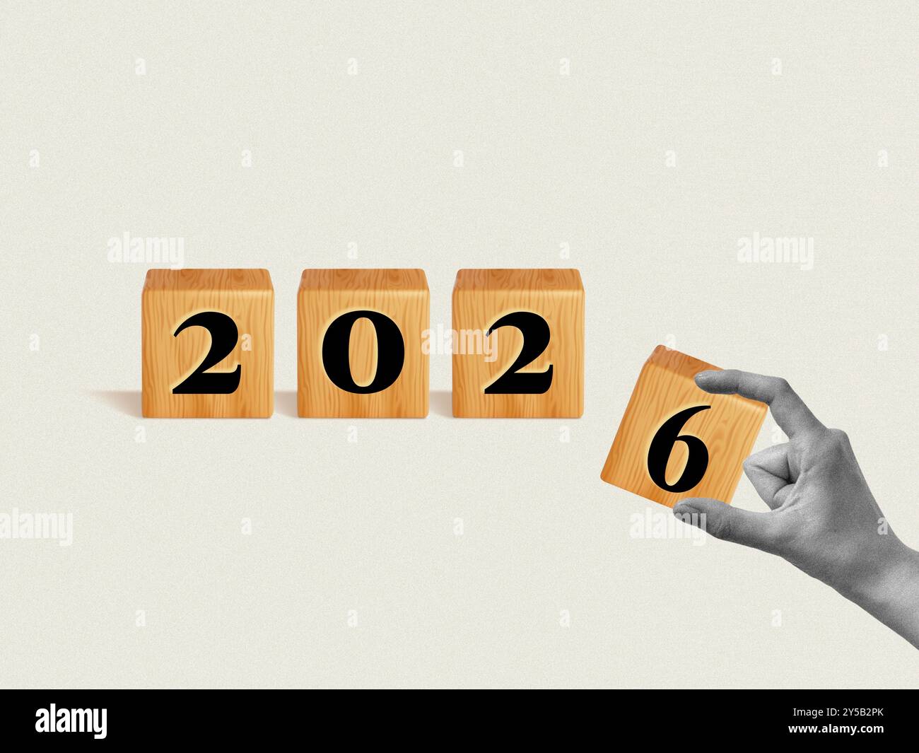 Hand change wooden cube block to 2026, Goal, Target, Future concept ...