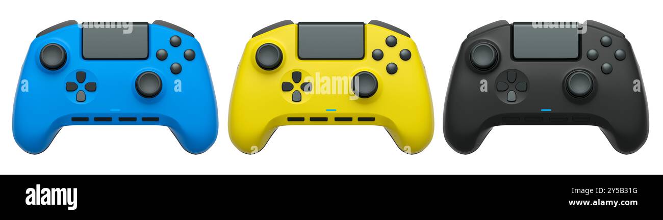 Collection of gaming controllers with different colors and designs for ...
