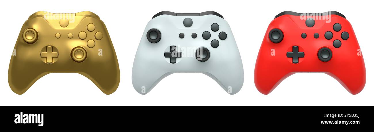 Collection of gaming controllers with different colors and designs for ...