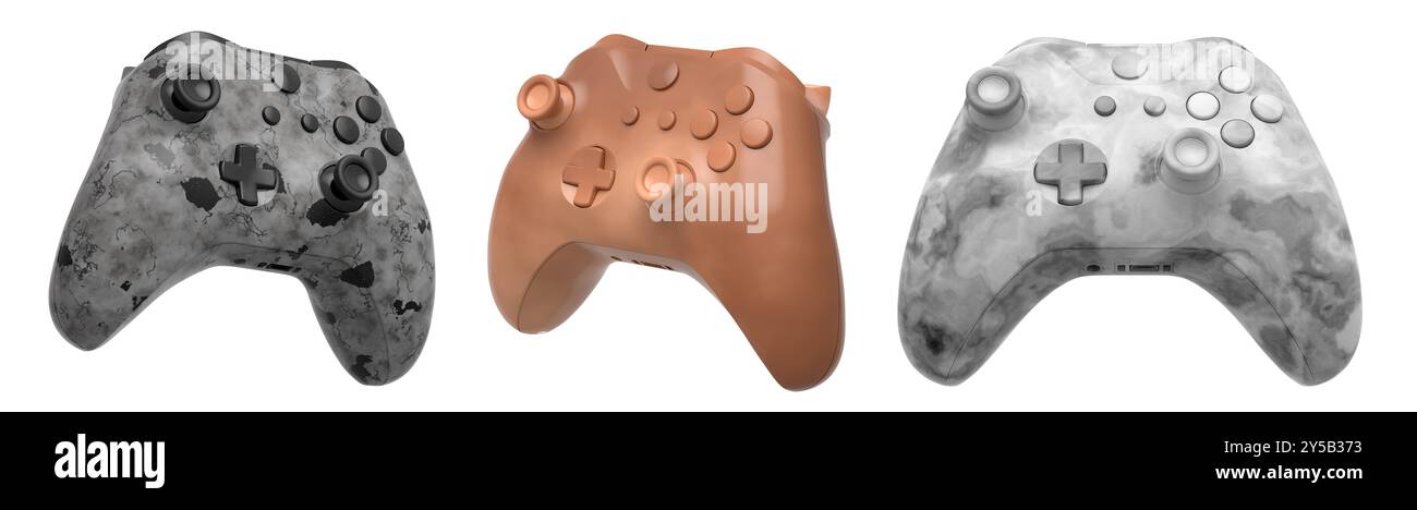 Collection of gaming controllers with different colors and designs for ...