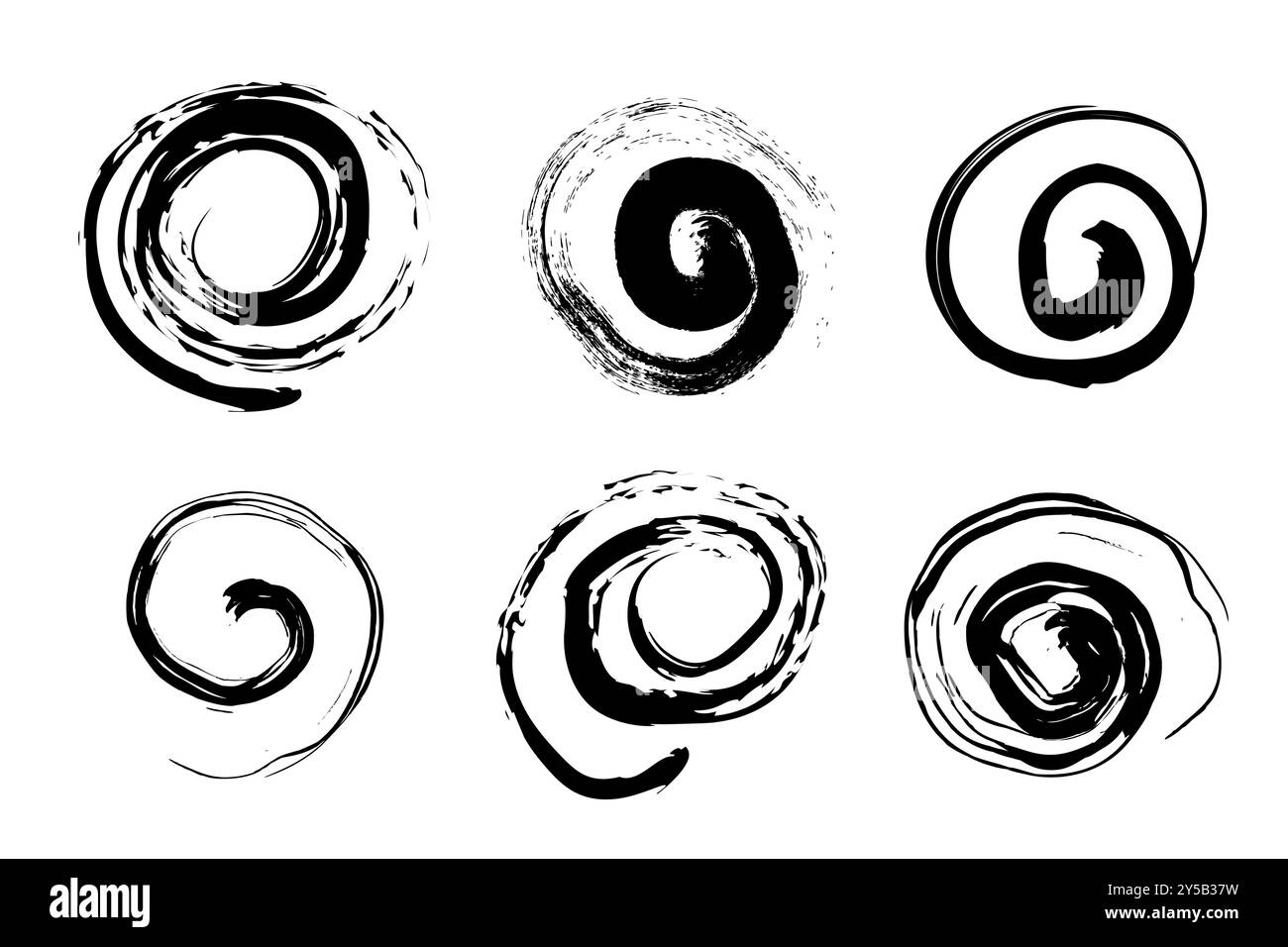 Spiral abstract circle, swirl brush stroke hypnosis psychedelic shape, geometric textured form ...