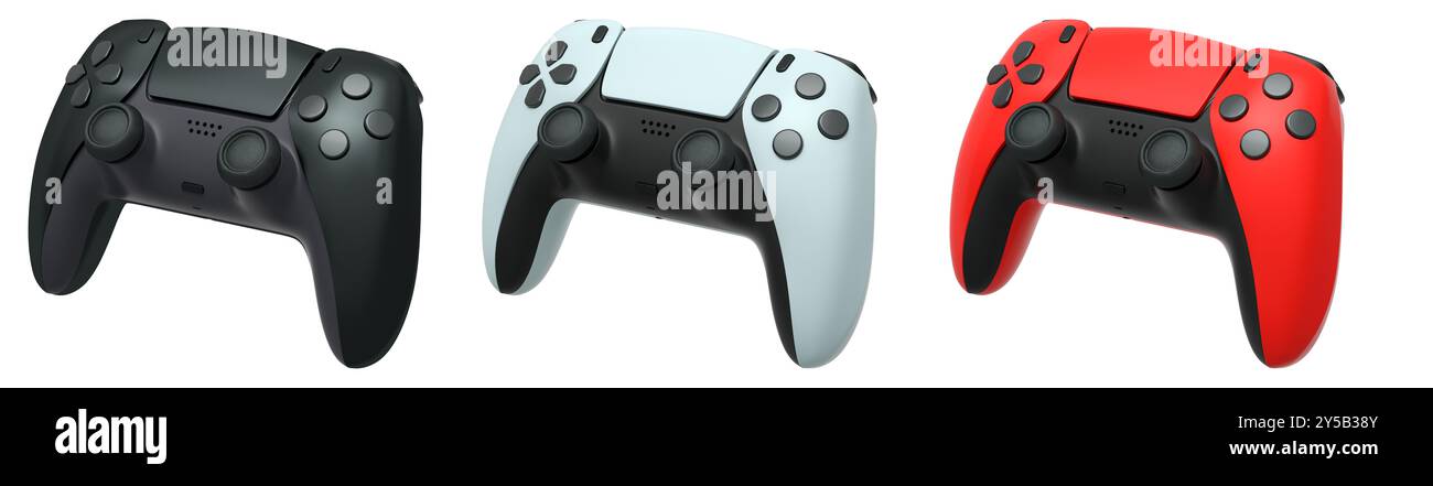 Collection of gaming controllers with different colors and designs for ...