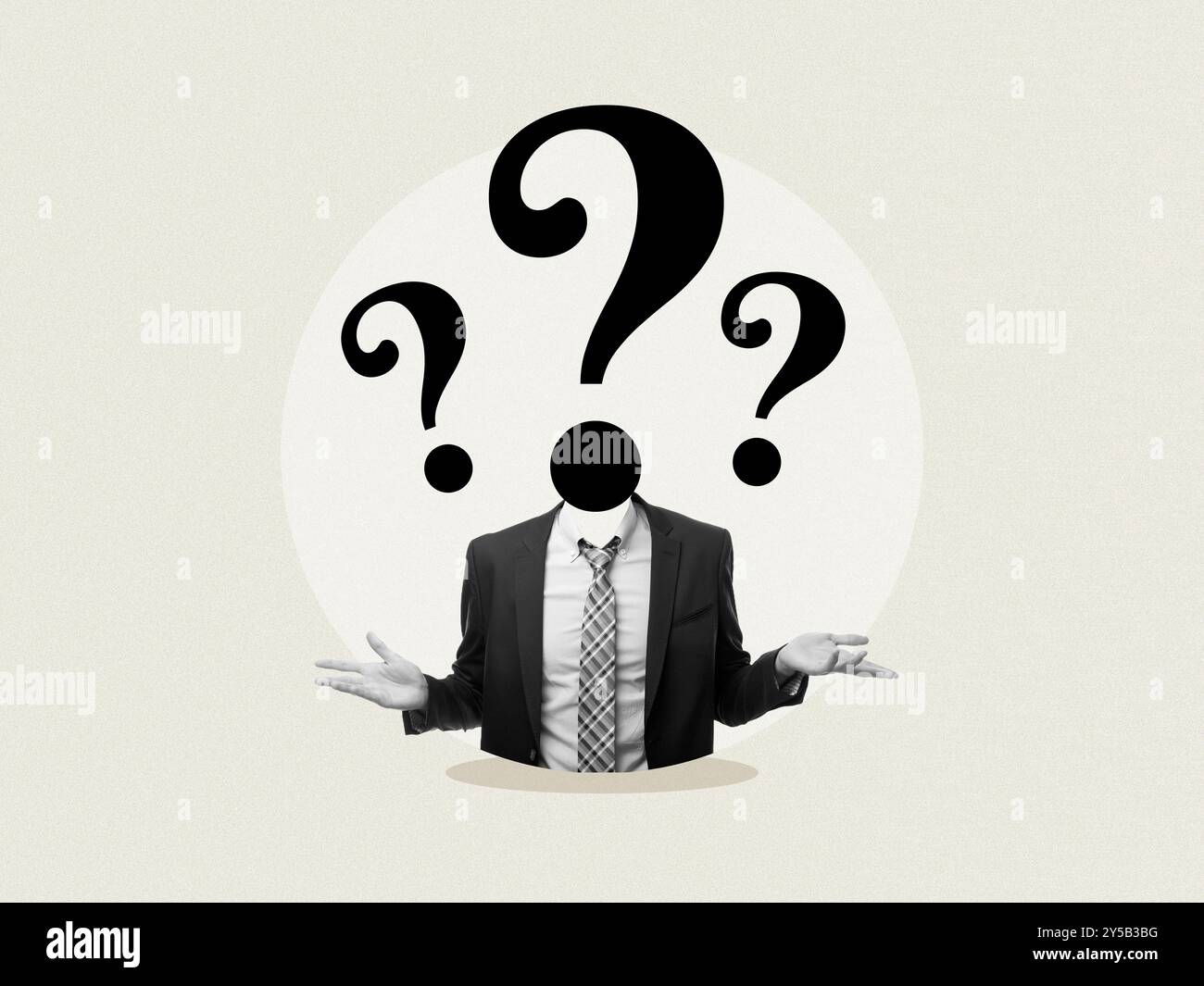 Businessman with question mark head, Confused, Contemporary art collage ...