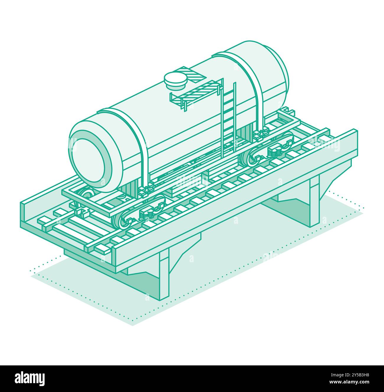 Isometric railroad tank car on bridge. Object isolated on white ...