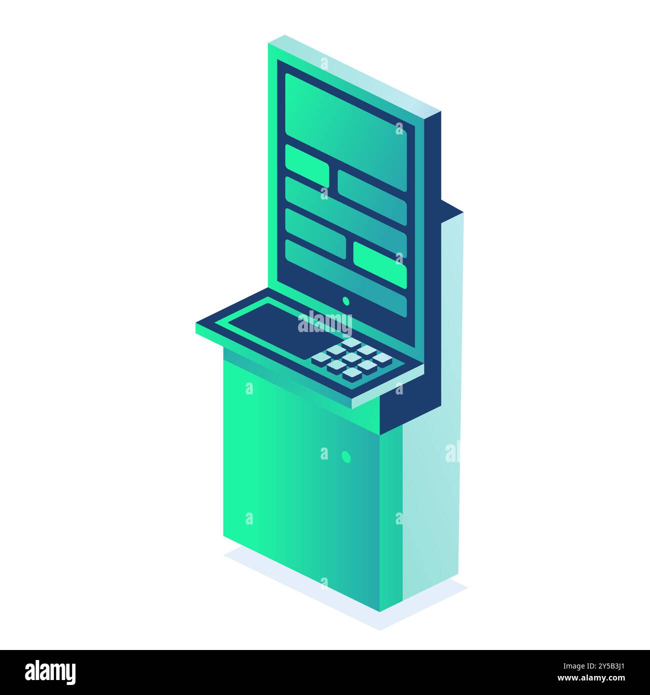 Isometric interactive kiosk. Self service terminal in bank or on train station isolated on white ...