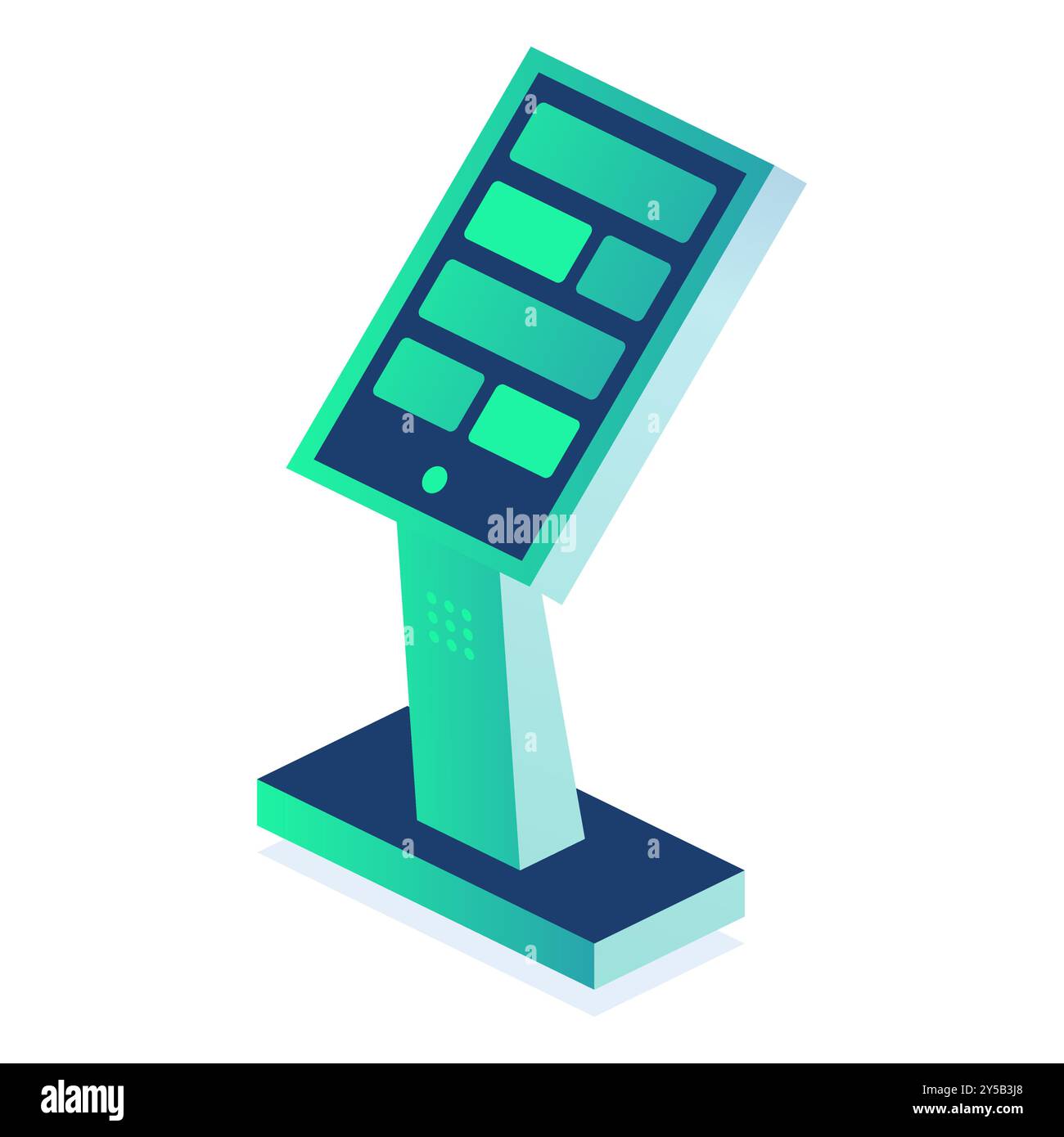 Isometric interactive kiosk. Self service terminal in bank or on train ...