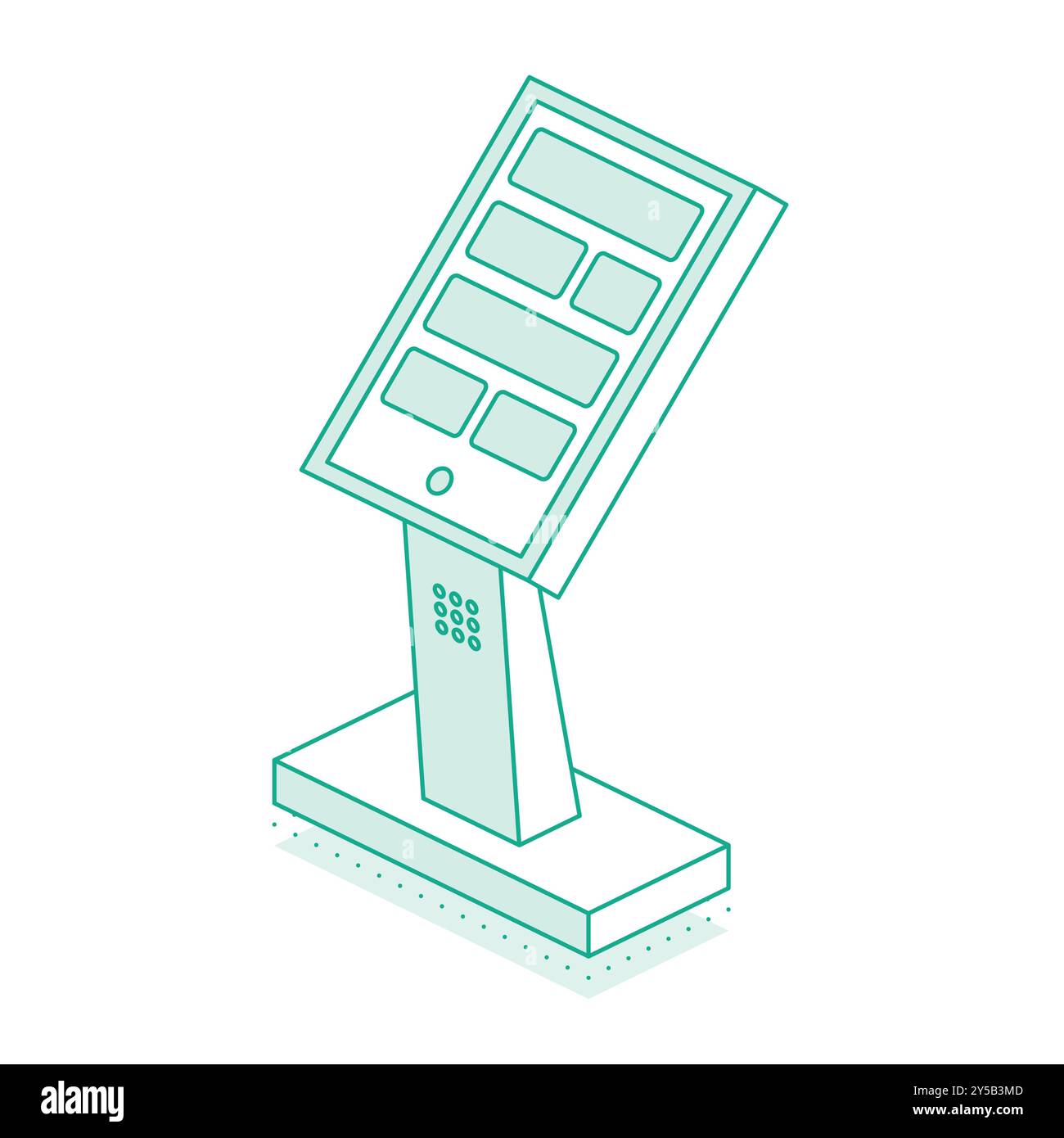 Isometric interactive kiosk. Self service terminal in bank or on train ...
