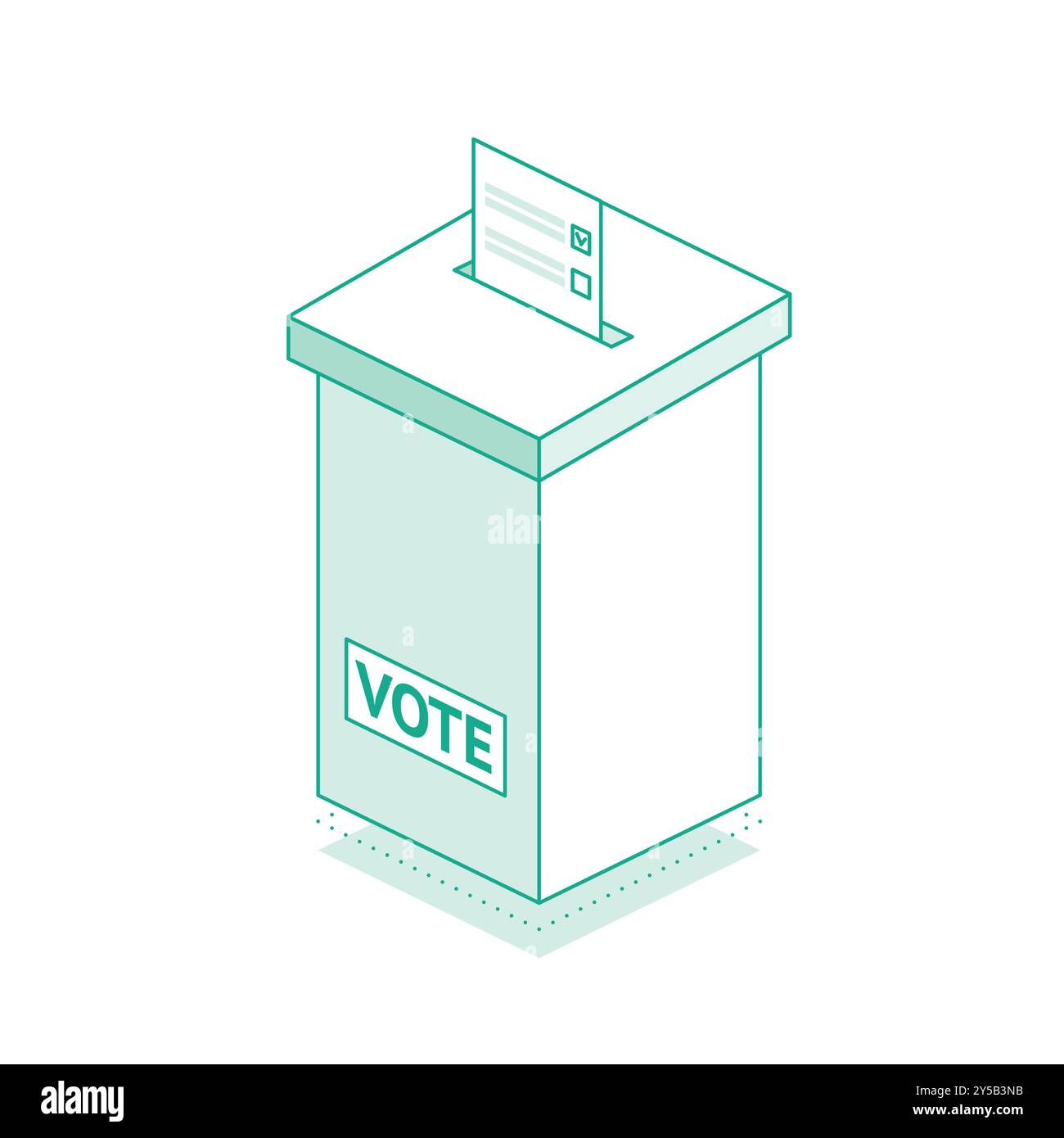 Isometric ballot box at a polling station. Outline object isolated on ...