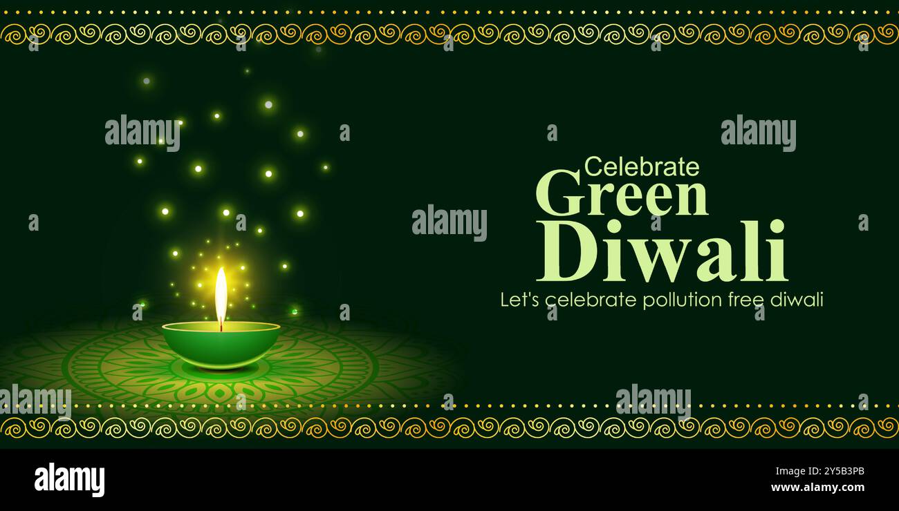 Vector illustration of Happy Green Diwali social media feed template ...