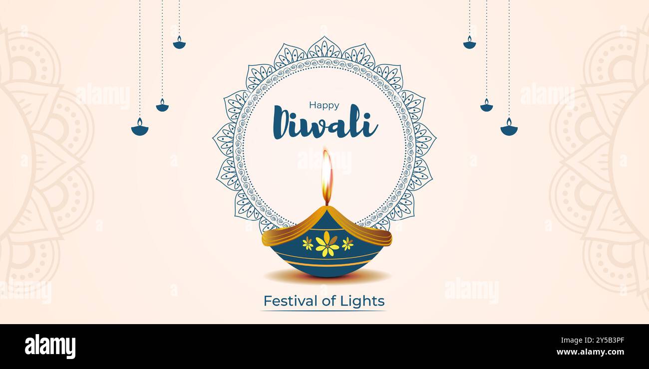 Vector illustration of Happy Diwali social media feed template Stock ...