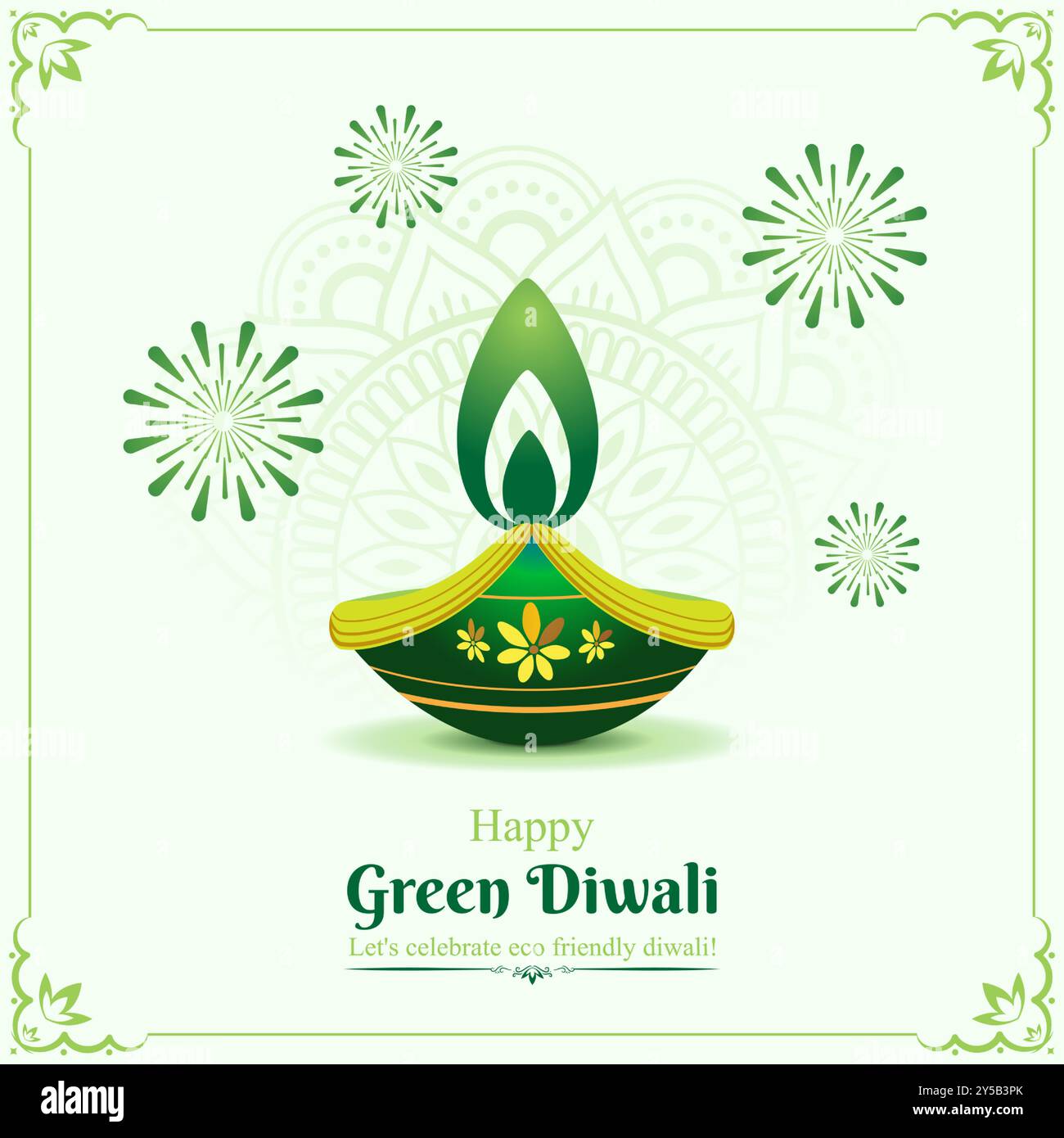 Vector illustration of Happy Green Diwali social media feed template ...