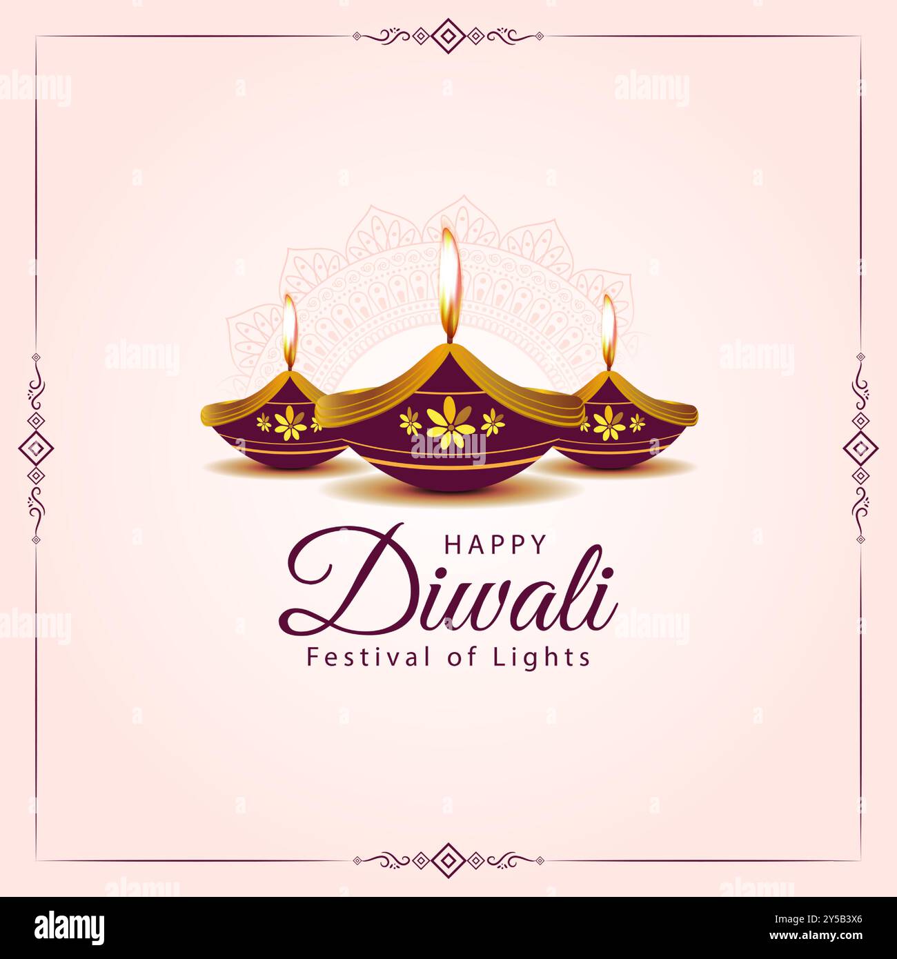 Vector illustration of Happy Diwali social media feed template Stock ...