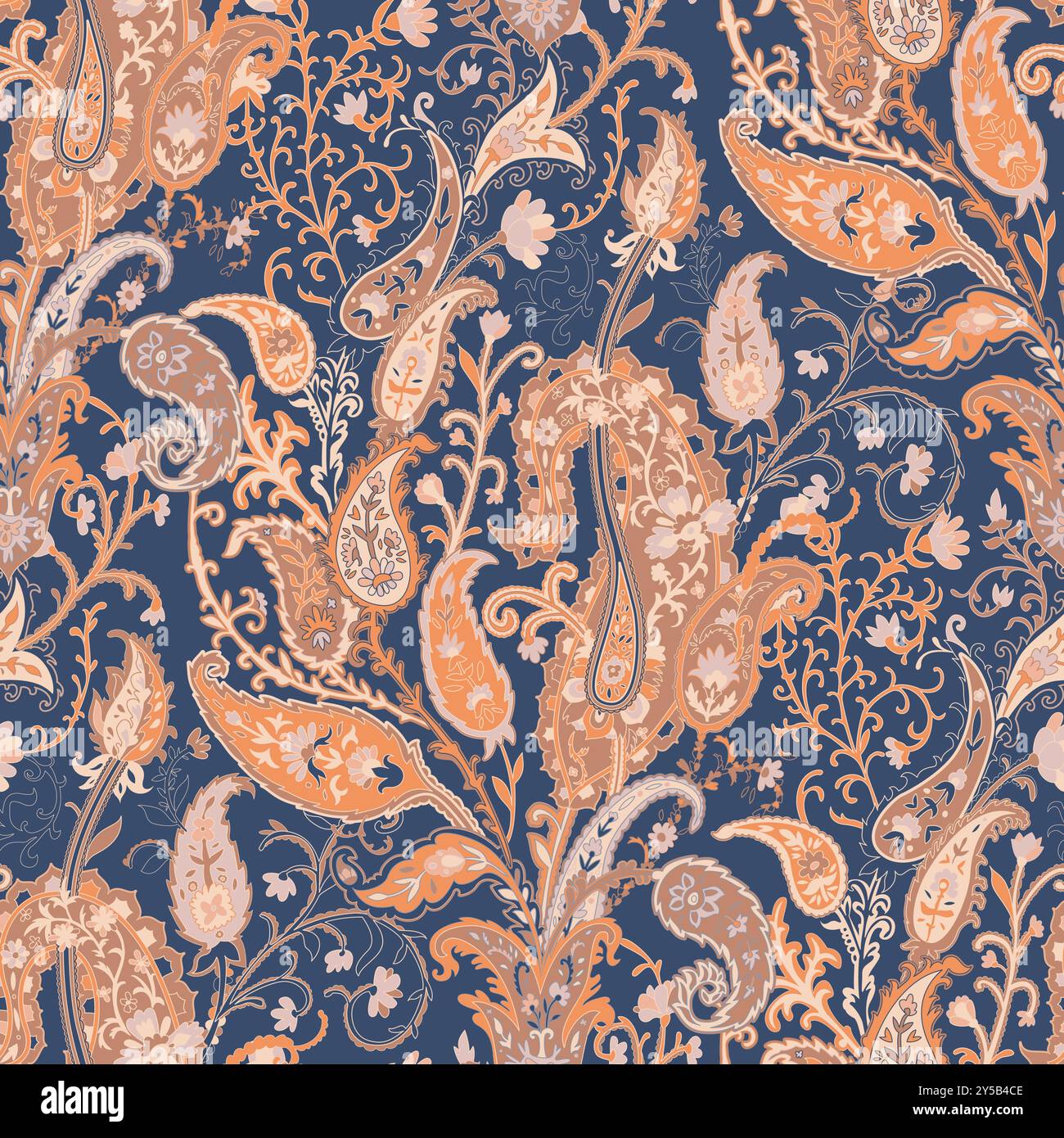 Beige and Brown Paisley Floral Design Stock Vector Image & Art - Alamy