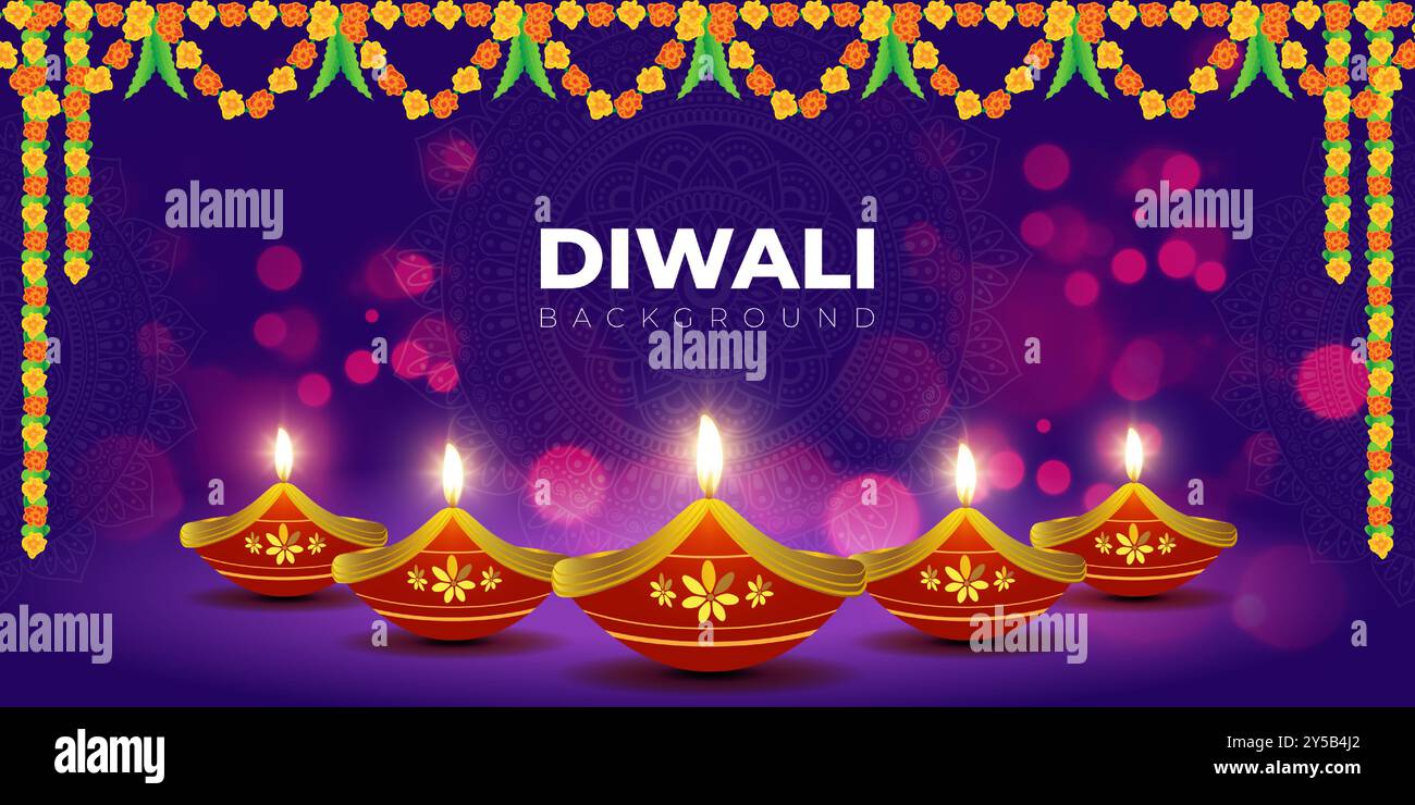 Vector illustration of Happy Diwali decorative background template ...