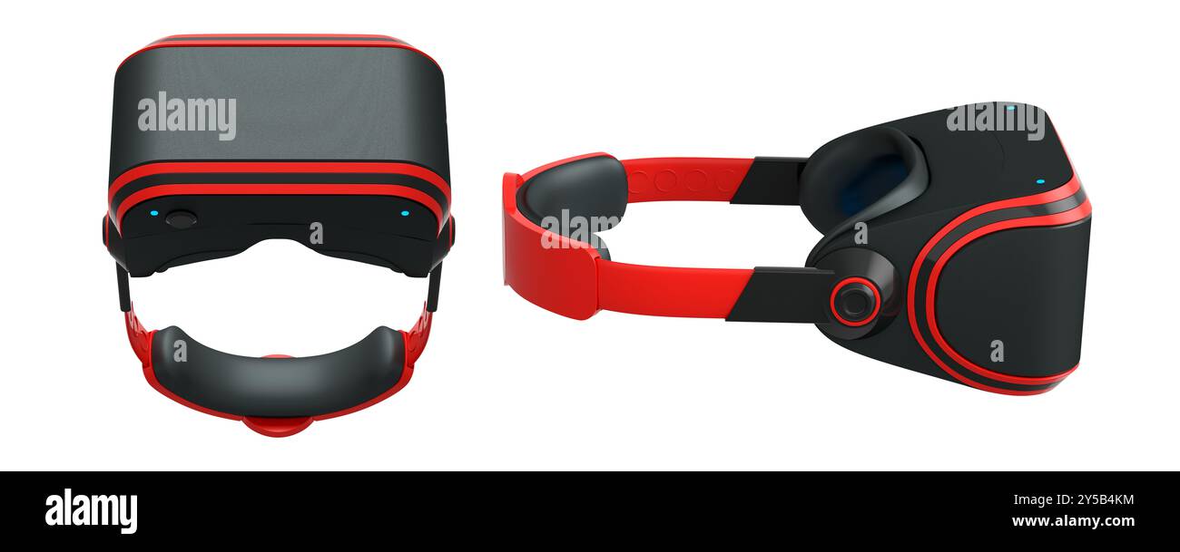 Virtual reality glasses and headset isolated on white background with ...