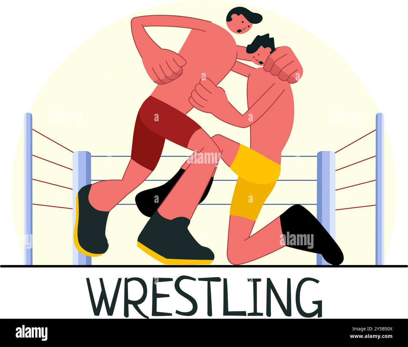 Wrestling Vector Illustration of Two Fighters in a Boxing Competition ...