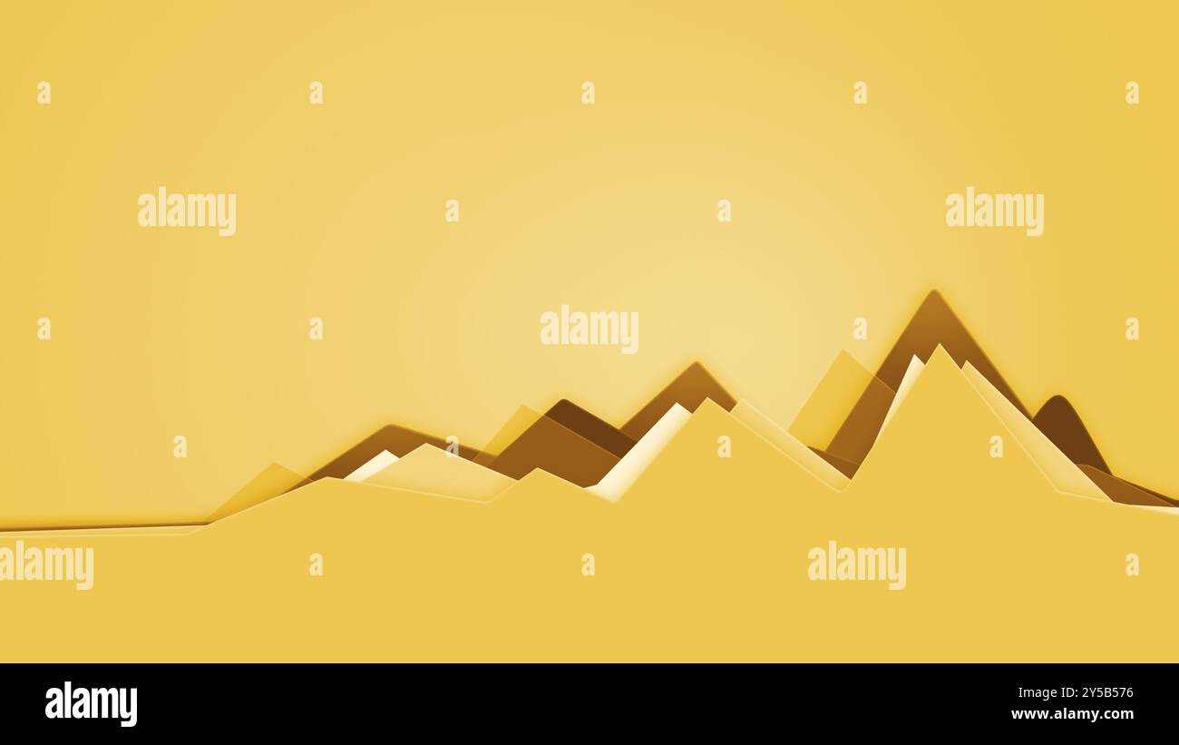 Abstract yellow and brown line charts on bright yellow background with ...