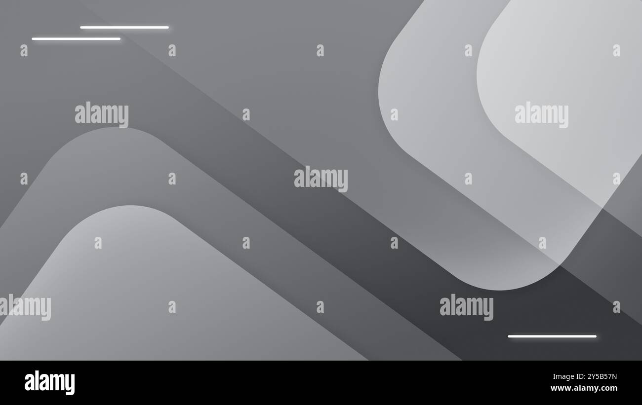 Layered and transparent geometric shapes on gray background in black ...