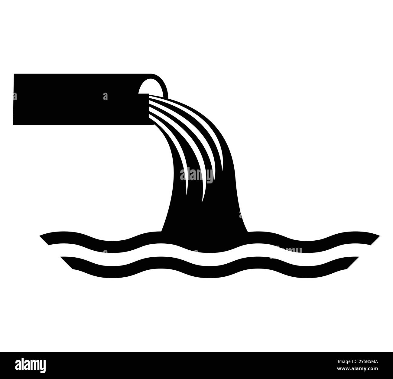 A black silhouette illustration depicting industrial waste discharge ...