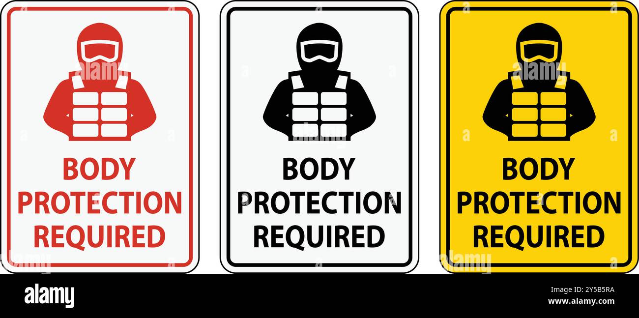 A clear safety sign indicating the mandatory use of body protection ...