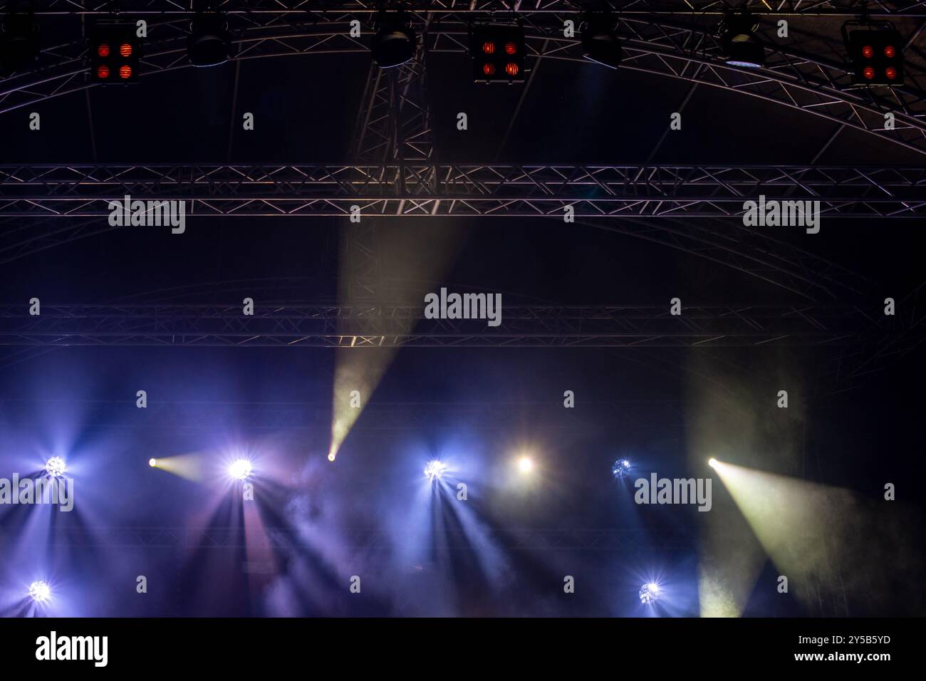 Stage lighting equipment. Concert scene Illumination. Professional live ...