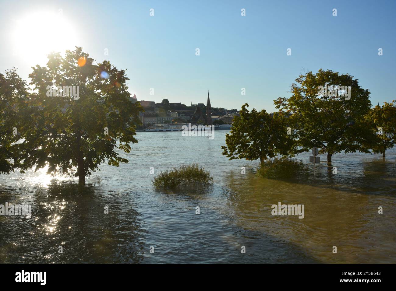Overflowing Danube River in Budapest, Hungary. Showcasing the worst ...