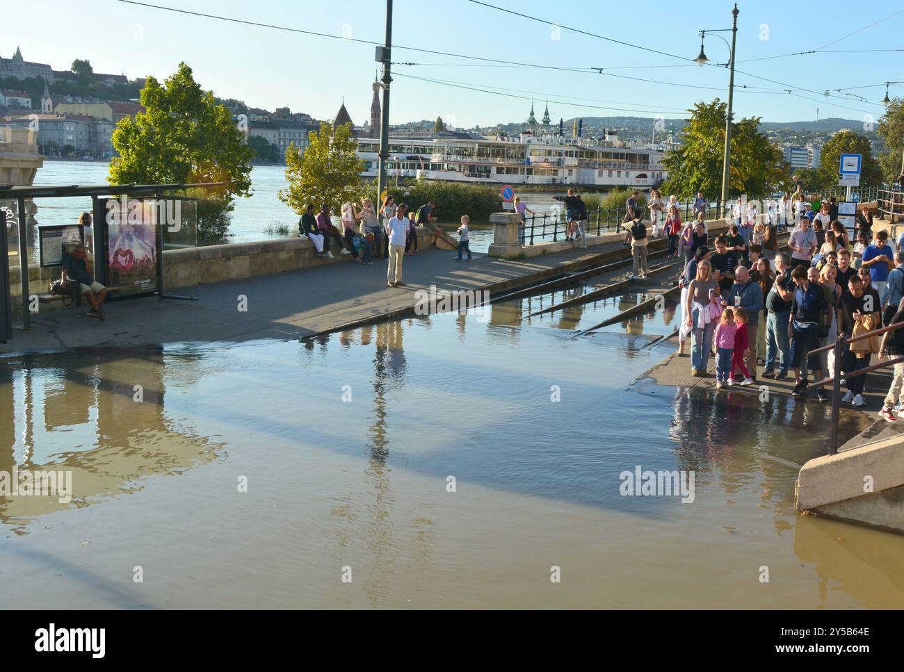 Overflowing Danube River in Budapest, Hungary. Showcasing the worst ...