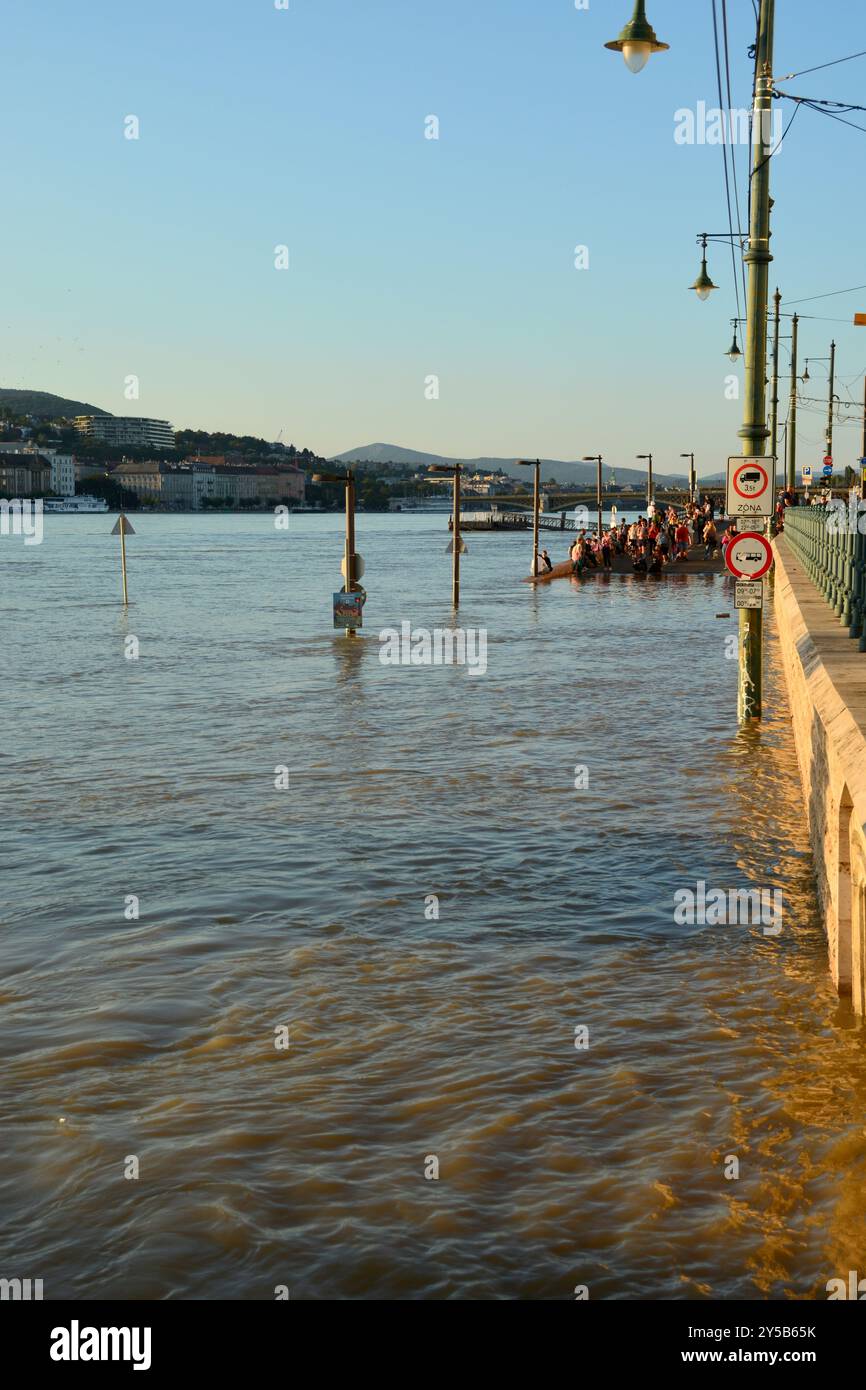 Overflowing Danube River in Budapest, Hungary. Showcasing the worst ...