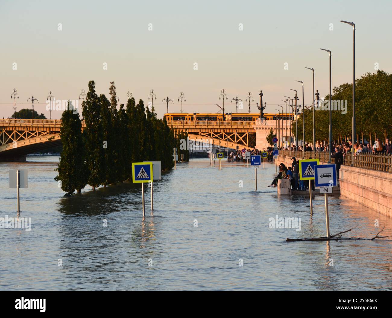 Overflowing Danube River in Budapest, Hungary. Showcasing the worst ...