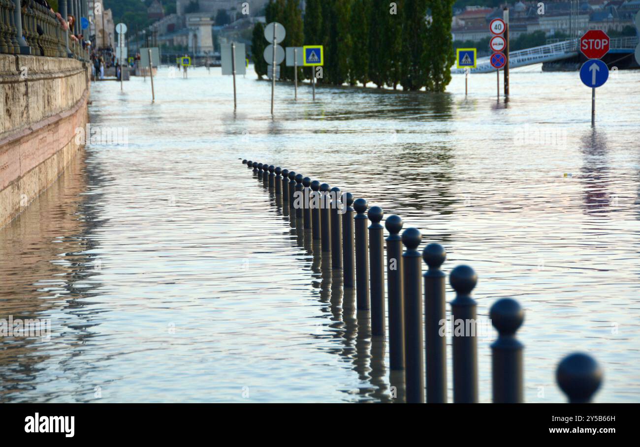 Overflowing Danube River in Budapest, Hungary. Showcasing the worst ...
