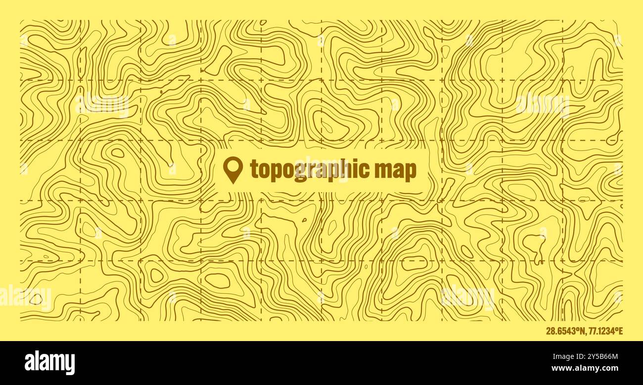 Colorful topographic map with contour lines. Geographic terrain grid ...