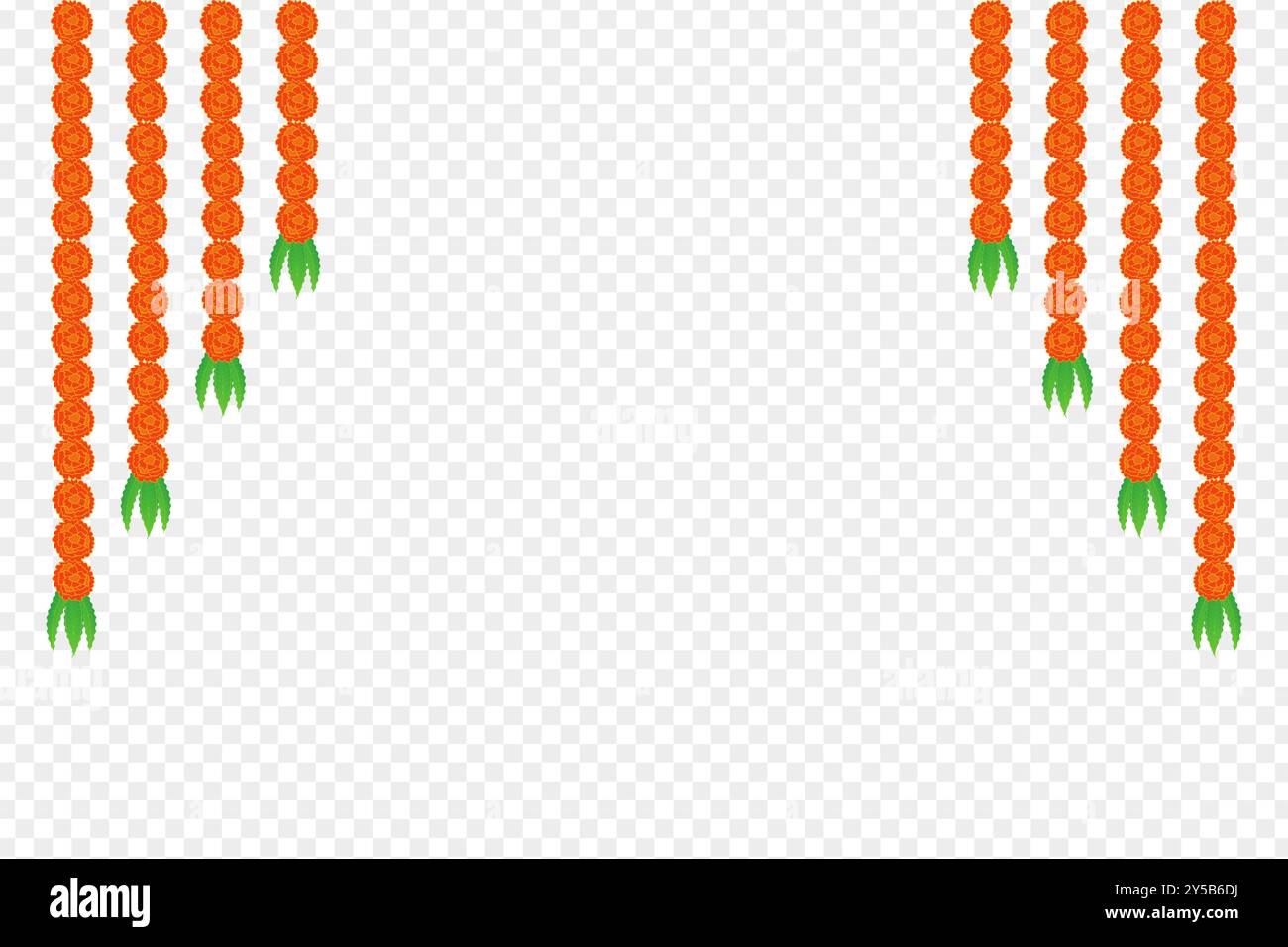 Vector illustration of beautiful marigold flower toran on transparent ...