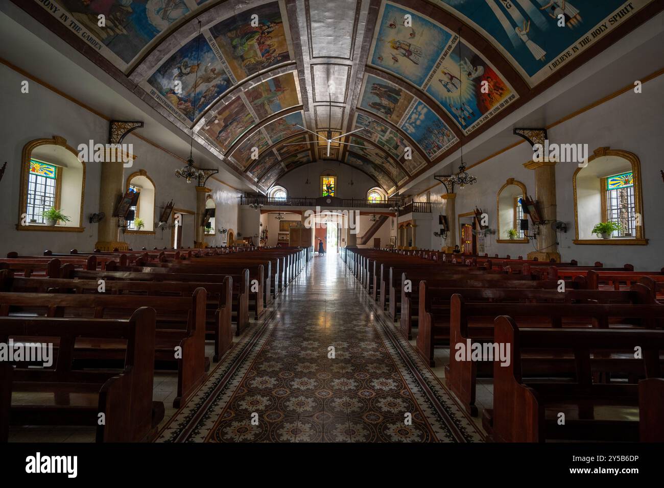 Interior of Bangar Church in Ilocos Sur, Philippines. A large church ...
