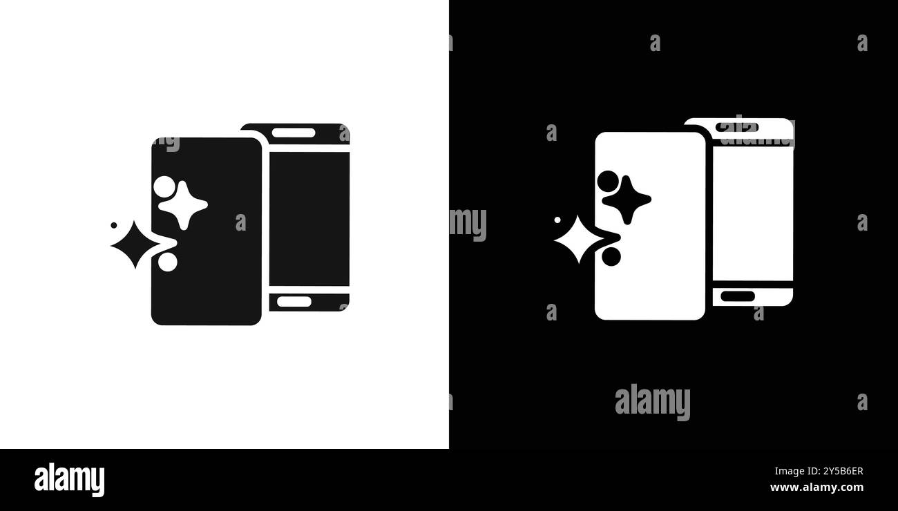 clean phone glass icon vector logo set collection or bundle pack group ...