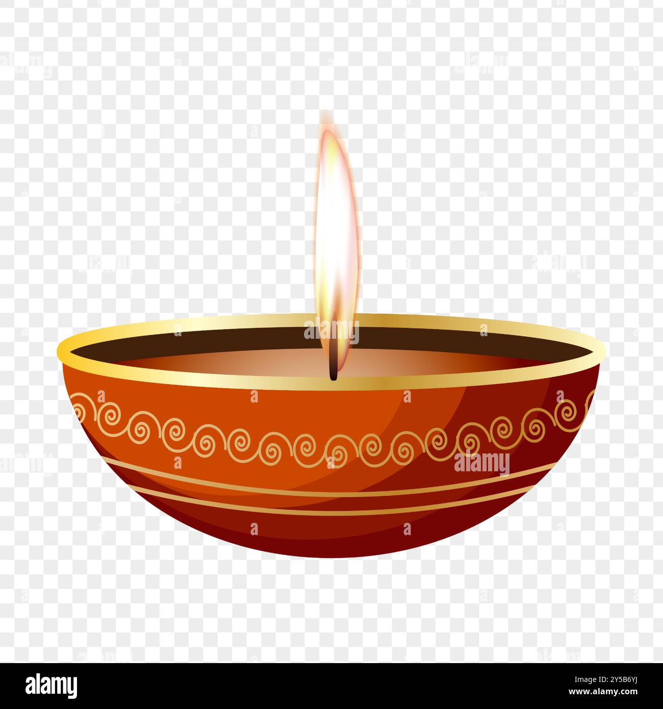 Vector illustration of beautiful diya on transparent background Stock ...