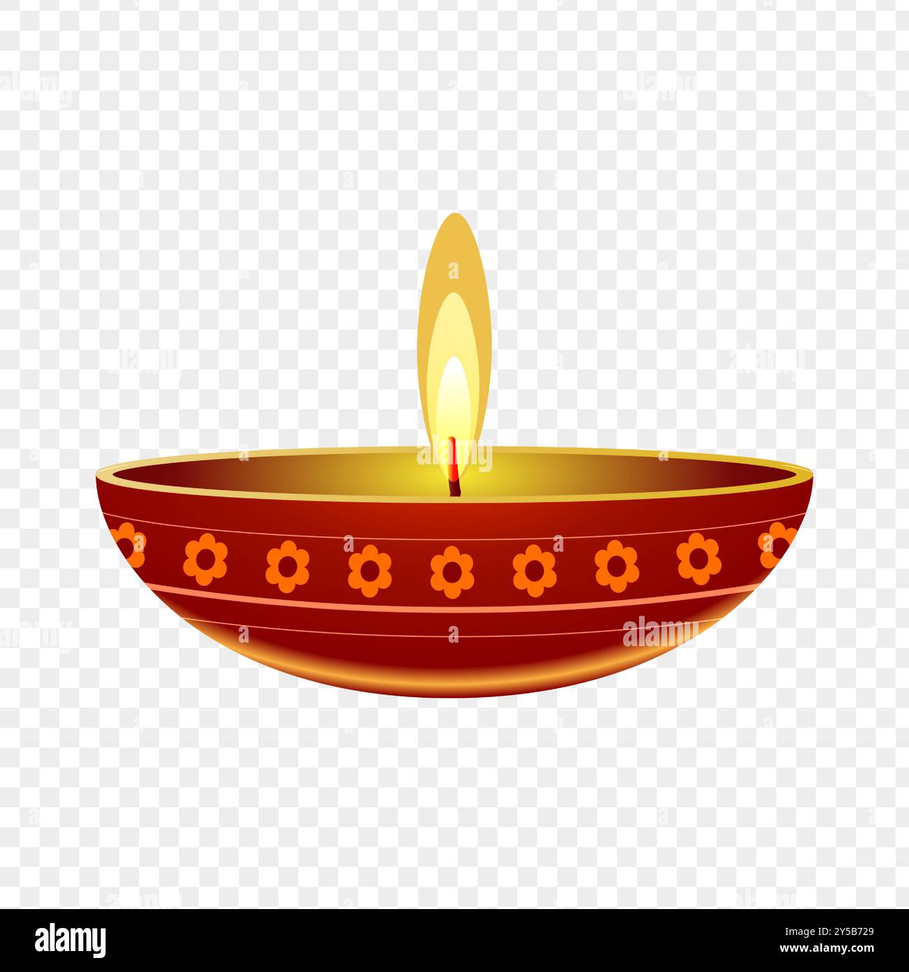 Vector illustration of beautiful diya on transparent background Stock ...
