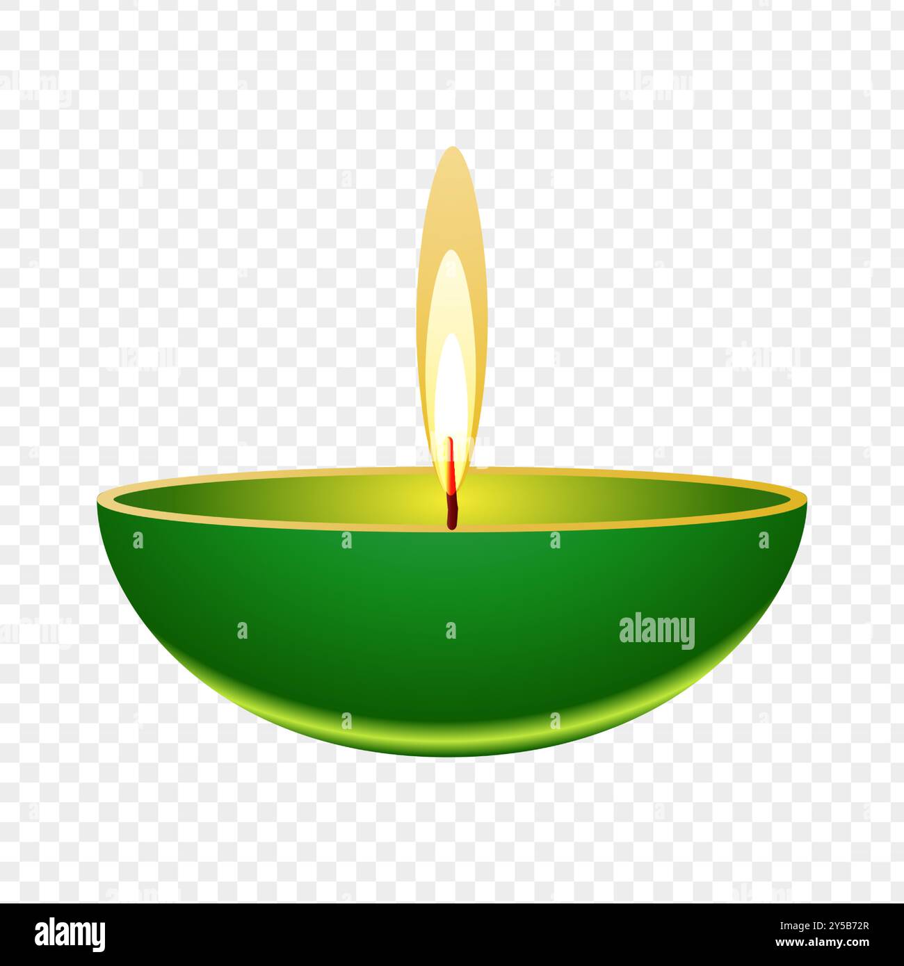 Vector illustration of beautiful green diya on transparent background ...