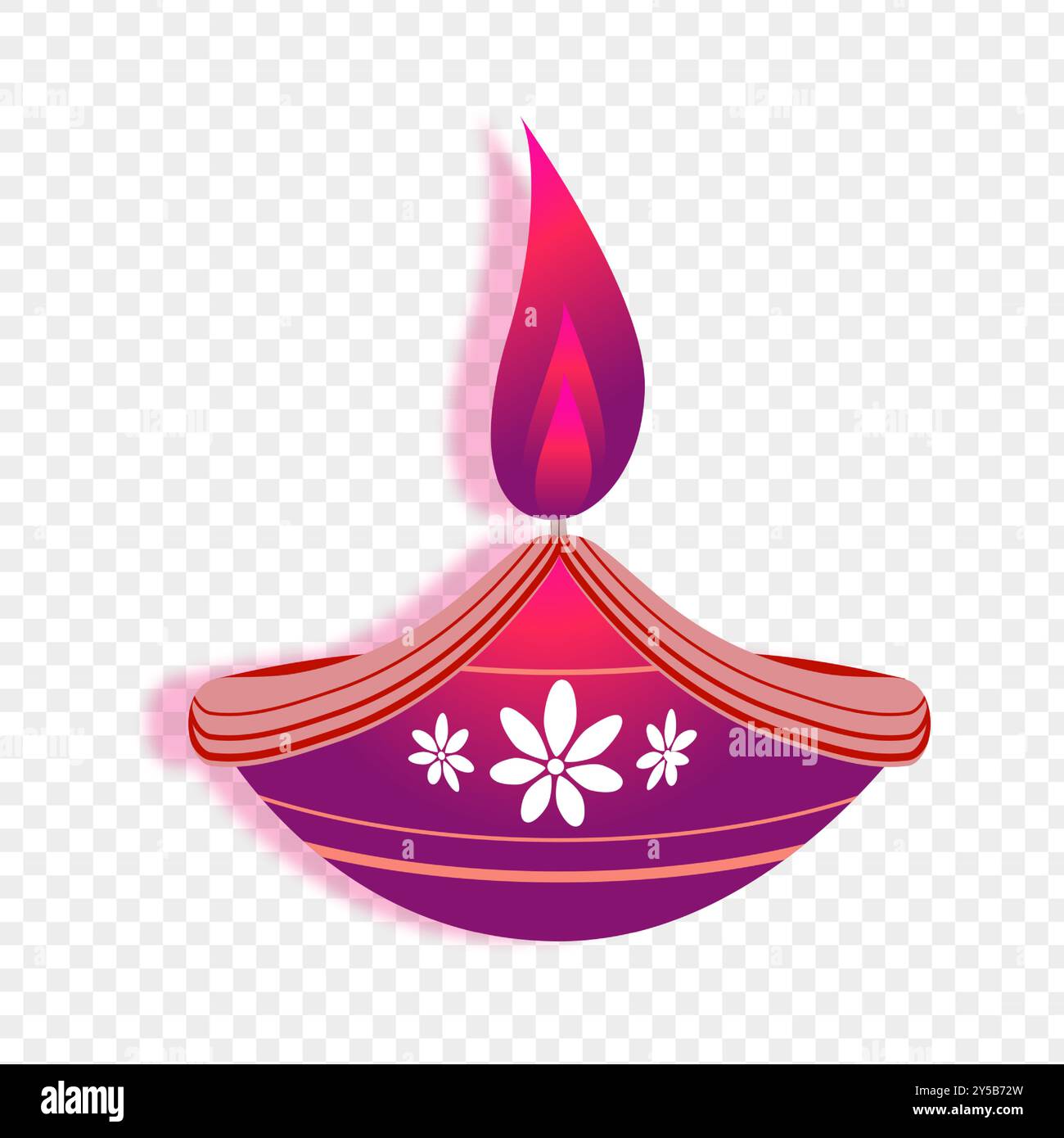 Vector illustration of beautiful diya on transparent background Stock ...