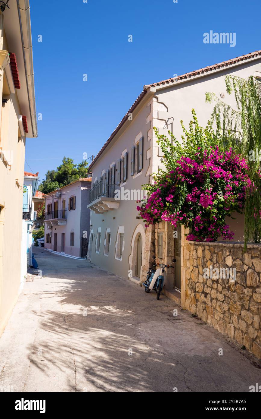 Architecture and old buildings in Vathy town, the capital of Ithaca island, Greece Stock Photo ...