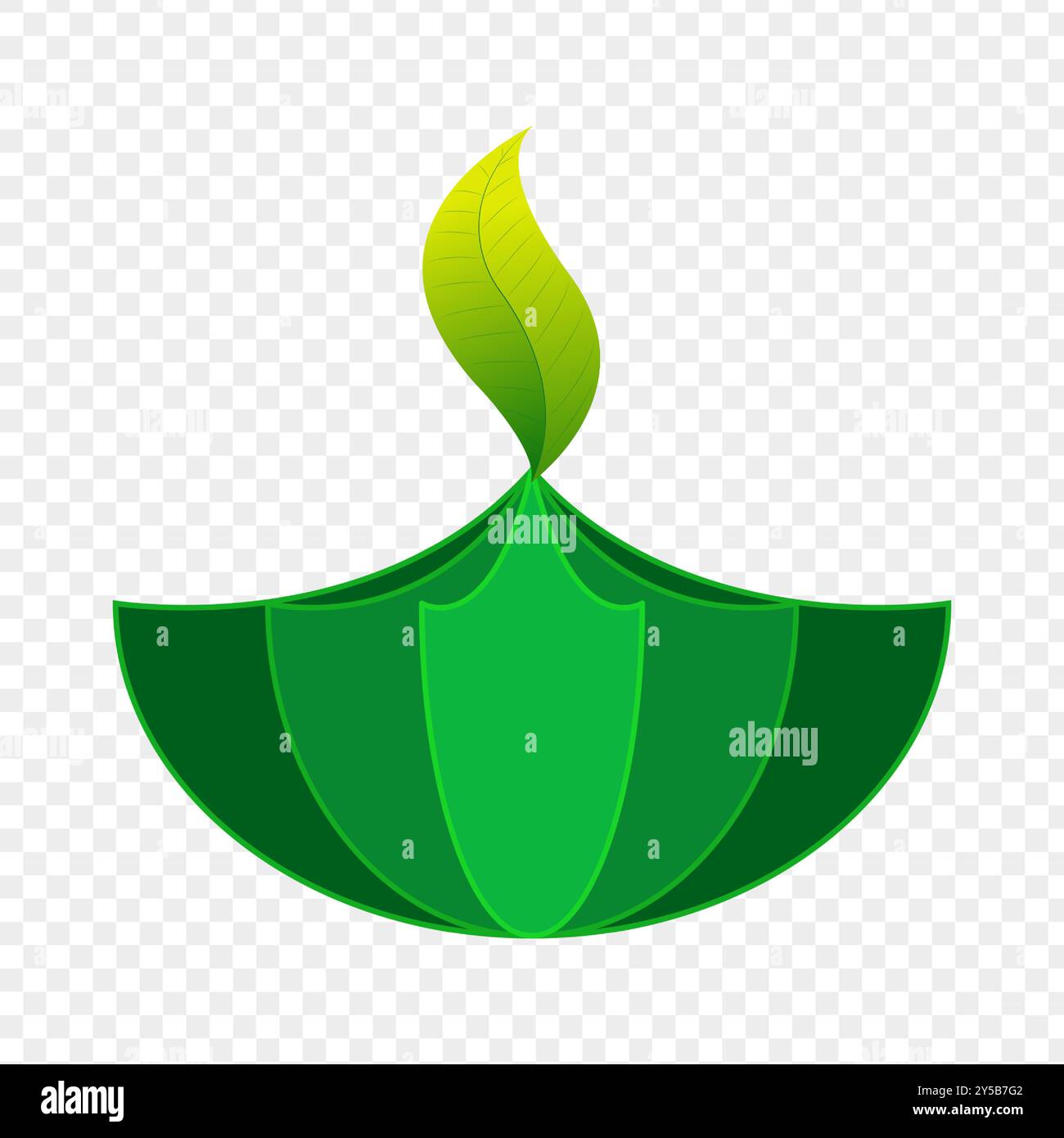 Vector illustration of beautiful green diya on transparent background ...