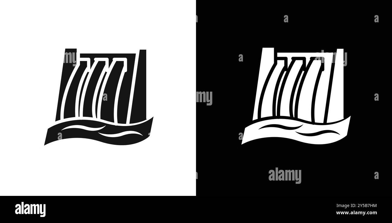 Hydroelectric dam icon vector logo set collection or bundle pack group ...