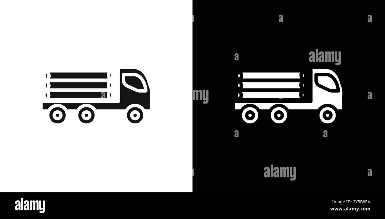 Timber truck icon vector logo set collection or bundle pack group Stock ...